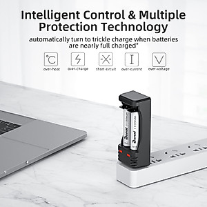 BONAI Rechargeable AAA Batteries with Charger, USB High-Speed Charger for AA AAA Ni-MH Ni-CD Rechargeable Battery