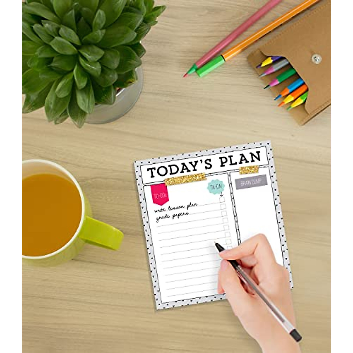 Carson Dellosa 5.75" x 6.25" Today's Plan To Do List Notepad, 50 Sheet Lined Paper Daily Planner Notepad, Daily Checklist, Teacher Daily To Do List, Productivity Task Planner