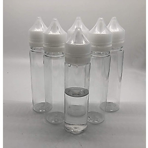 Sunday 7 Squeezable 60ml Empty Drop Bottle Food Grade PET Transparent Plastic Bottle With Childproof Tampering White Cap. Gift Sticker Labels (6 PCS)