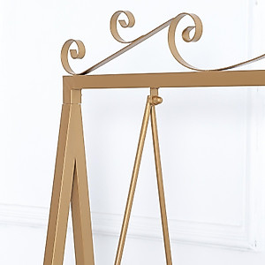 TABLECLOTHSFACTORY 6ft Tall Gold Metal Unique Hanging Dessert Display Swing Floor Stand, Elegant Cake Serving Station