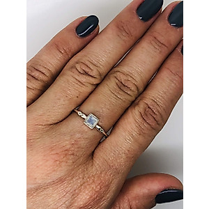 Koral Jewelry Cut Square Moonstone Stone Delicate Ring 925 Sterling Silver Vintage Boho Chic (7)