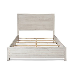 Grain Wood Furniture Montauk Solid Wood Bed, Queen Size, Rustic Off-White