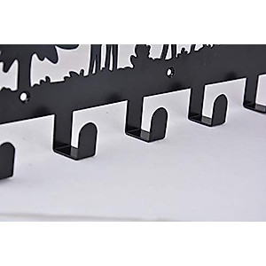 Kathy Wall Mounted Coat Hook Wolf Moon Cloud Animal Design Cute Metal Heavy Hooks Bathroom Entryway, Black