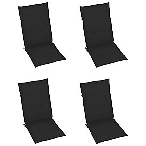 Tidyard 4 Piece Garden Chair Cushions Fabric Seat and Back Cushion Patio Chair Pads Black for Outdoor Furniture 47.2in x 19.7in x 1.2in