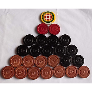 Carrom Board Wood Coins 24-Coins 1-Striker Used in International Carrom Tournament 100% Original