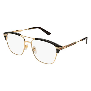 Gucci GG 0241O 002 Gold Black Plastic Rectangle Eyeglasses 54mm