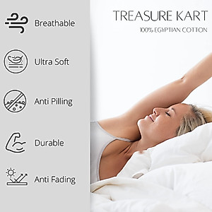 Treasure Kart- 1000 Thread Count Luxury Queen Size Sheets, 4 Piece Set (1 Flat Sheet, 1 Fitted Sheet & 2 Pillow Covers), 100% Egyptian Cotton, 18" Deep Pocket (Queen (U.S. Standard), Ivory)