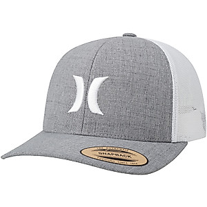 Hurley Men's Caps - Del Mar Mesh Panel Baseball Cap Trucker Hat - Snap Back Hats for Men, Cool Grey Heather