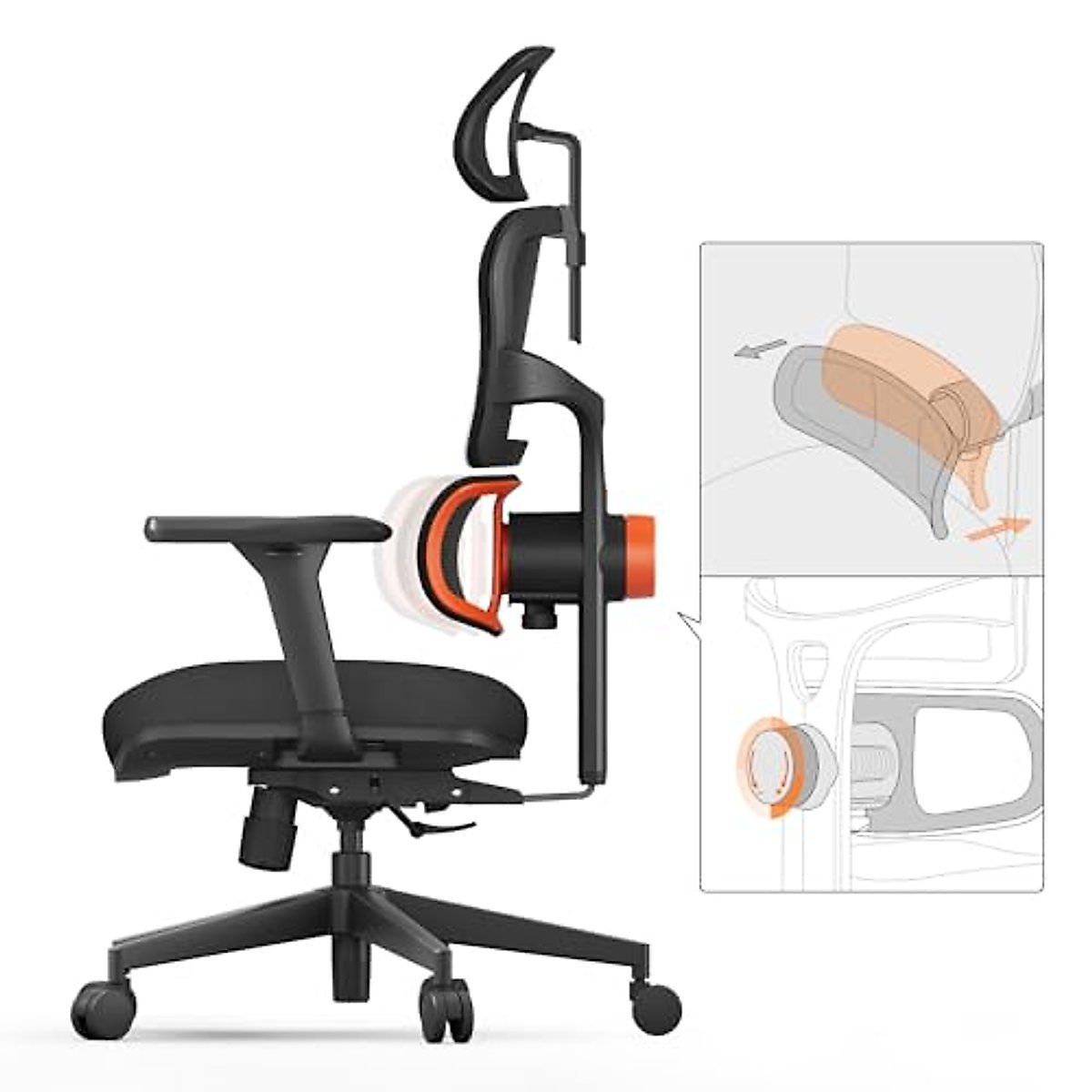 Newtral Ergonomic Desk Chair with Fully Adaptive Lumbar Support - Home and Ofiice Chair for Back Pain with 4D Armrest, Adjustable Headrest, Mesh Back, Tilt Lock, Computer Task Chair