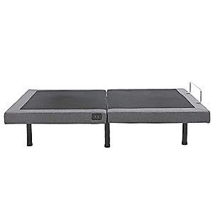 Adjustable Comfort Upholstered Adjustable Bed Base with Massage, Wireless Remote, Three Leg Heights, and USB Ports-Ergonomic, Twin XL, Dark Grey