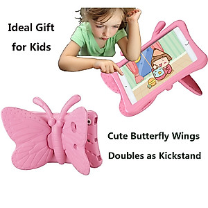 iPad Mini Case for Kids, Light Weight Cute Butterfly Design Shockproof Drop-Proof Soft EVA Foam Protective Tablet Case Cover for Apple iPad Mini 1/2/3/4 - Pink