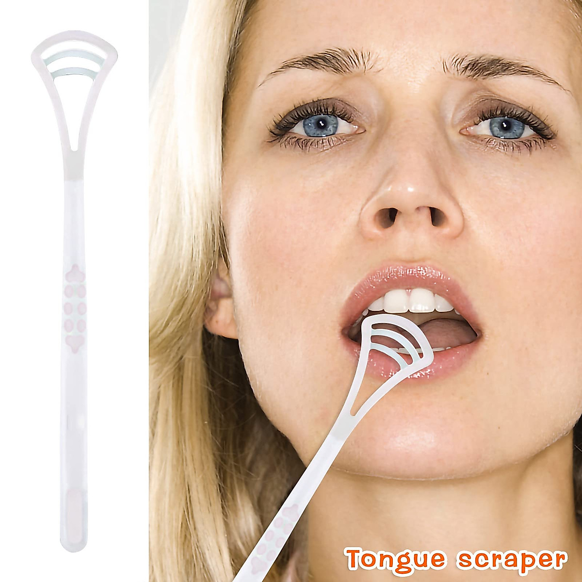 Tongue Cleaner Stainless Steel Set Tongue Scraper Tongue Brush Adult Bad Breath Removal Tongue Scraper Oral Care Tool,1Pcs (M)