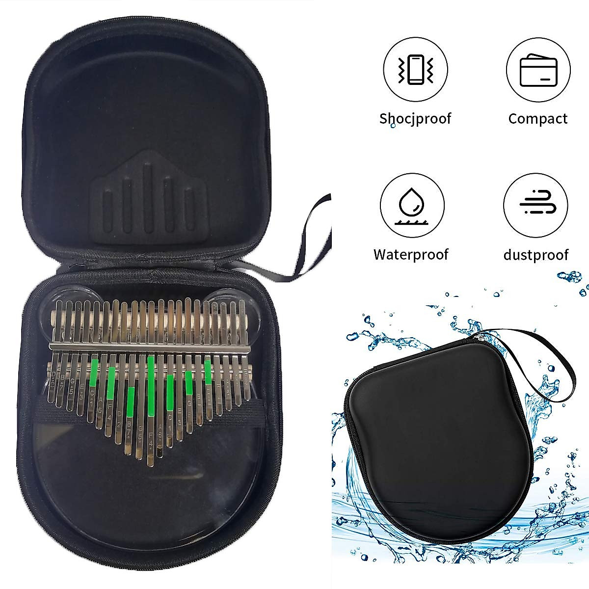 FUNLLY Kalimba Thumb Piano 21 Keys Clear, Crystal Acrylic Cute Bear Mbira Musical Instruments Kit with Engraved Notes Eva Bag Study Instruction, Gifts For Kids Adults