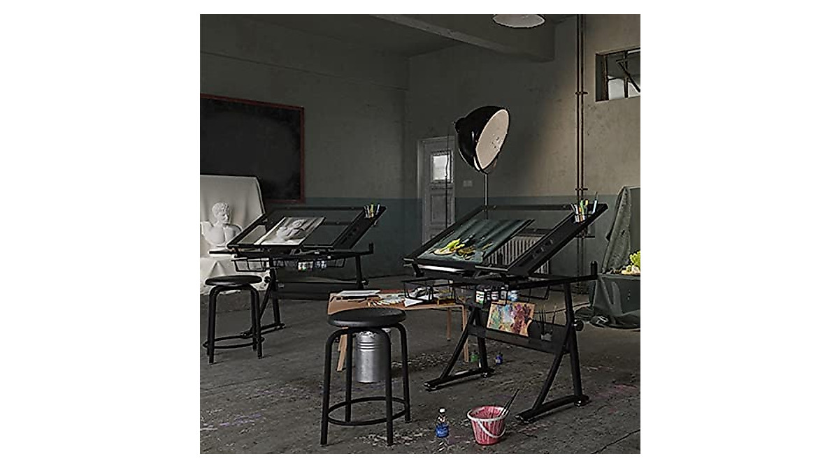 Adjustable Glass Drafting Desk for Artists & Designers