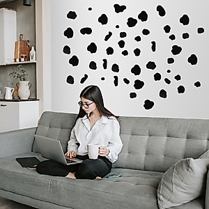 Thinp 340 Pcs Cow Print Stickers,Waterproof Cow Print Vinyl Self-Adhesive Black Vinyl Cow Print Wall Peel and Stick Cow Print Decor Cow Print for Wall Cars Cups DIY Crafts Cow Theme Party Decor