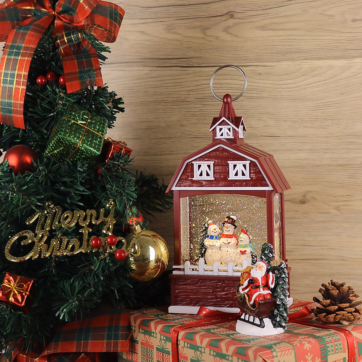 DRomance Christmas Music Snow Globe Lantern with 6 Hour Timer, USB Powered Battery Operated Lighted Water Singing Snow Globe Holiday Women Children Gift(Snowman, 5 x 3.1 x 11.1 Inches)