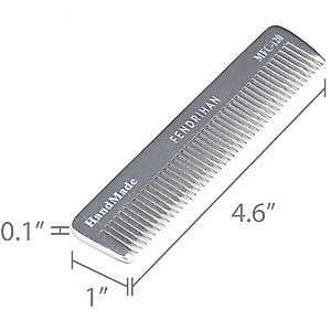 Fendrihan Small 4.6" Sturdy Metal Fine Tooth Barber Pocket Grooming Comb