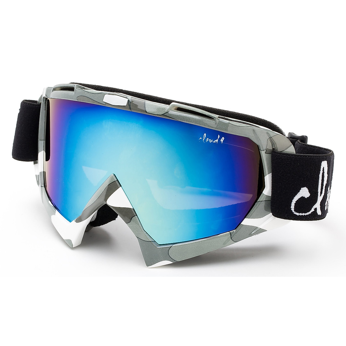 Cloud 9 Snow Goggles in Gray/White/Yellow Mens Ski Goggles Camouflage Green Camo Kid Goggles Men