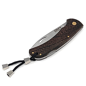 OHIY Handmade Folding Pocket Knife with 3.6" Lockback 4116 German Steel Blade and Sheath, Wenge Handle, 5" Folded