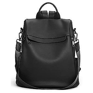 Telena Backpack Purse for Women, PU Leather Anti Theft Travel Backpack Purse Shoulder Bags with Tassel Pure Black