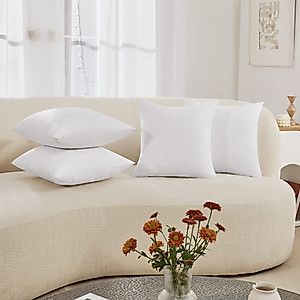 Deconovo 4 PCS White Blank Cushion Covers for Sublimation, Faux Linen Pillow Covers with Invisible Zipper, Soft Pillow Covers for Bench,18x18 Inch, Set of 4 Case Only No Insert