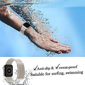 OYODSS Metal Bands Compatible with Apple Watch Band 49mm 40mm 38mm 41mm 42mm 44mm 45mm Women Men, Magnetic Stainless Steel Loop Mesh Strap for iWatch SE Ultra Series 8 7 6 5 4 3 2 1 Starlight