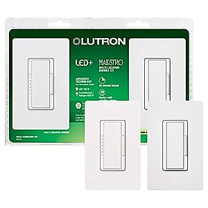 Lutron Maestro LED+ Digital Dimmer Kit for Dimmable LED, Halogen and Incandesent Bulbs | 150-Watt, Multi-Location | MACL-153M-RHW-WH | White