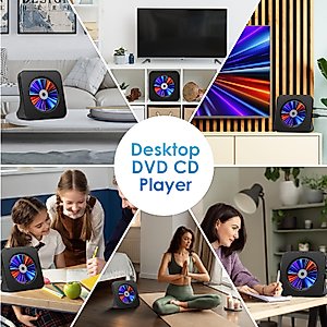 Gueray DVD Player for TV CD Player for Home with Bluetooth Speakers Supports Remote Control Display FM Radio with CD Player USB Card Playback 3.5 mm AUX Alarm Clock All Region Free with AV Dust Cover