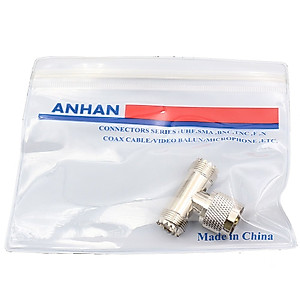 ANHAN UHF Male to UHF Female Tee Connectors, Pl259 Tee Connector pl259 Coaxial Cable Adapters SO239 Splitter for Ham Radio CB Antenna 1Pack