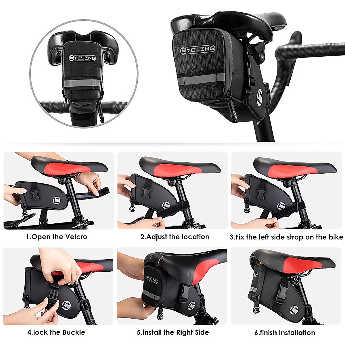 WOTOW Bike Repair Tool Kits, 16 in 1 Bike Saddle Under Seat Bag Waterproof with Repair Set Chain Breaker Splitter, Hex Key, Tire Patches Lever, Portable Multi Tool Maintenance for Road Mountain Bikes