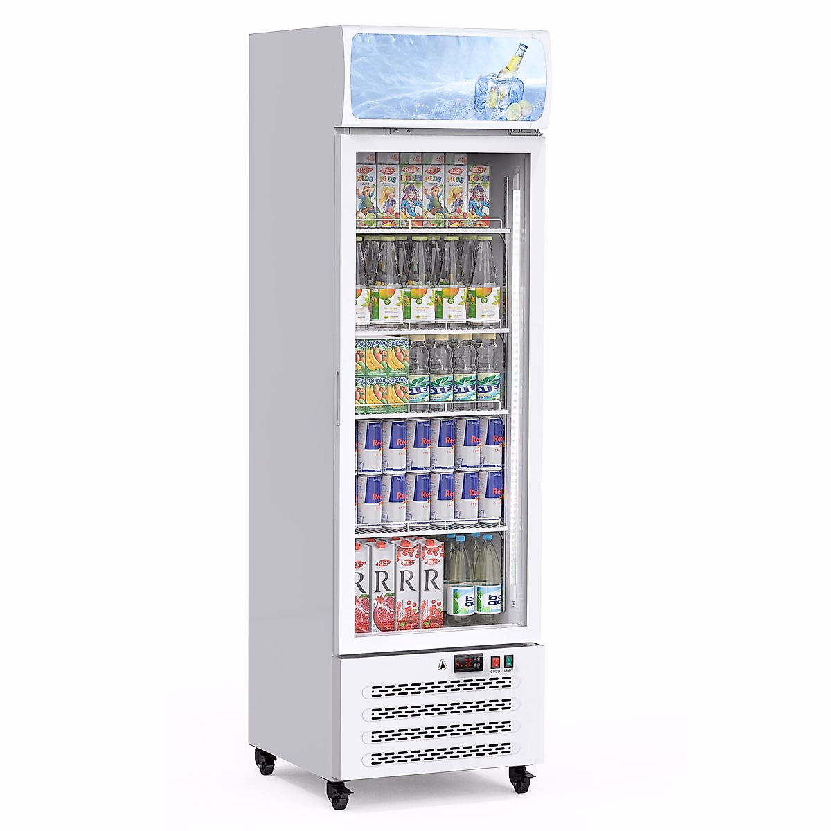 Towallmark Commercial Display Refrigerator, 11.3 Cu.Ft. Beverage Refrigerator Display Fridge, Upright Glass Door Merchandiser Fridge Beverage Cooler with LED Light, Adjustable Shelves