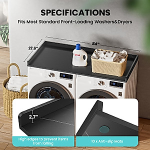 Washer Dryer Countertop, Washer and Dryer Laundry Countertop, Over Washing Top Protector Foldable with Non-Slip Mat for Organization, 27.5" x 54"