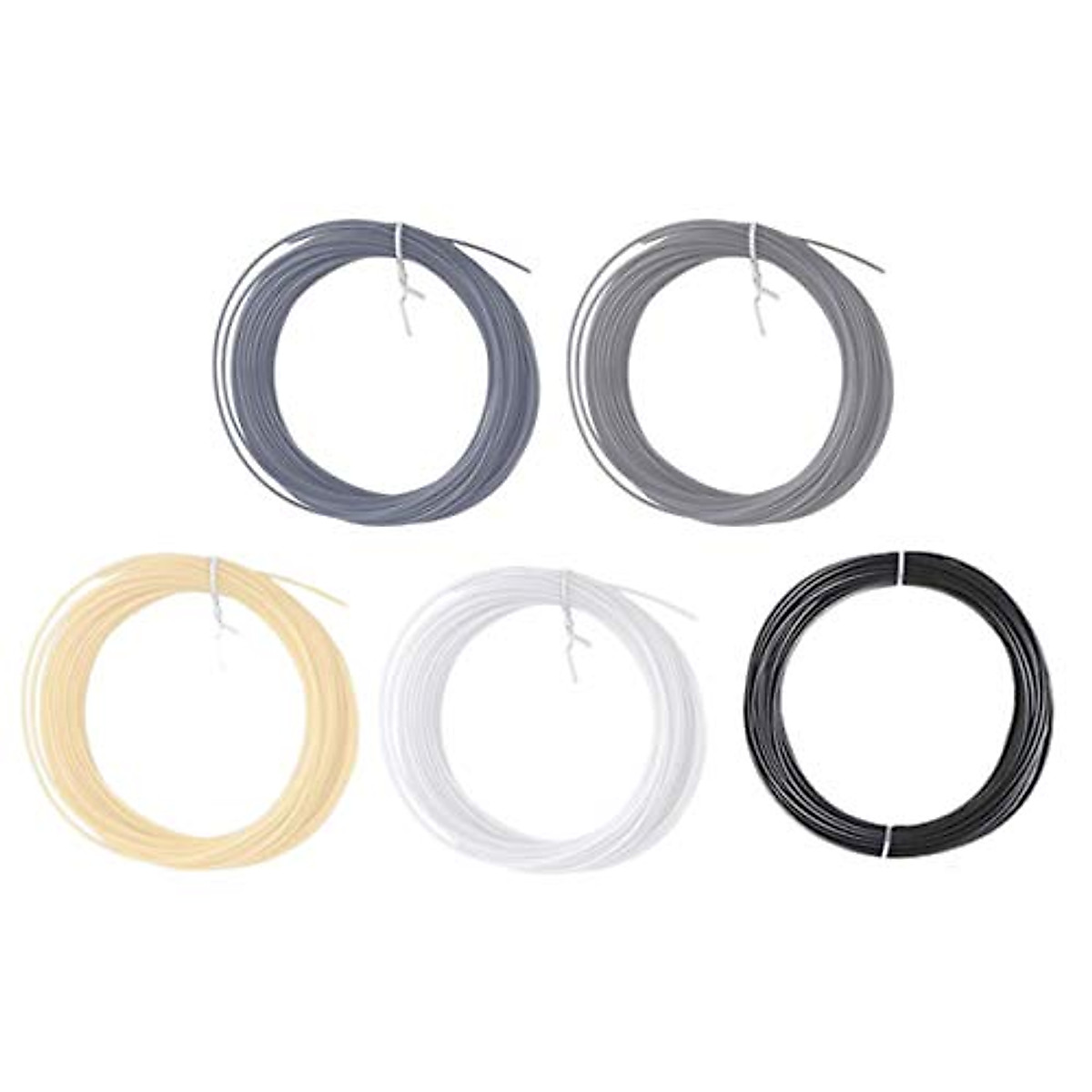 AKOAK Environmental Protection Material 3D Pen/3D Printer Filament,1.75mm Low Temperature PCL Filament Refills,Pack of 5(Black,White,Silver,Grey,Nude),16.4 Feet Each Color