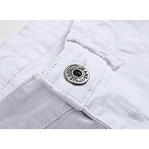 Men's White Skinny Slim Fit Stretch Straight Leg Fashion Jeans Pants, 33W