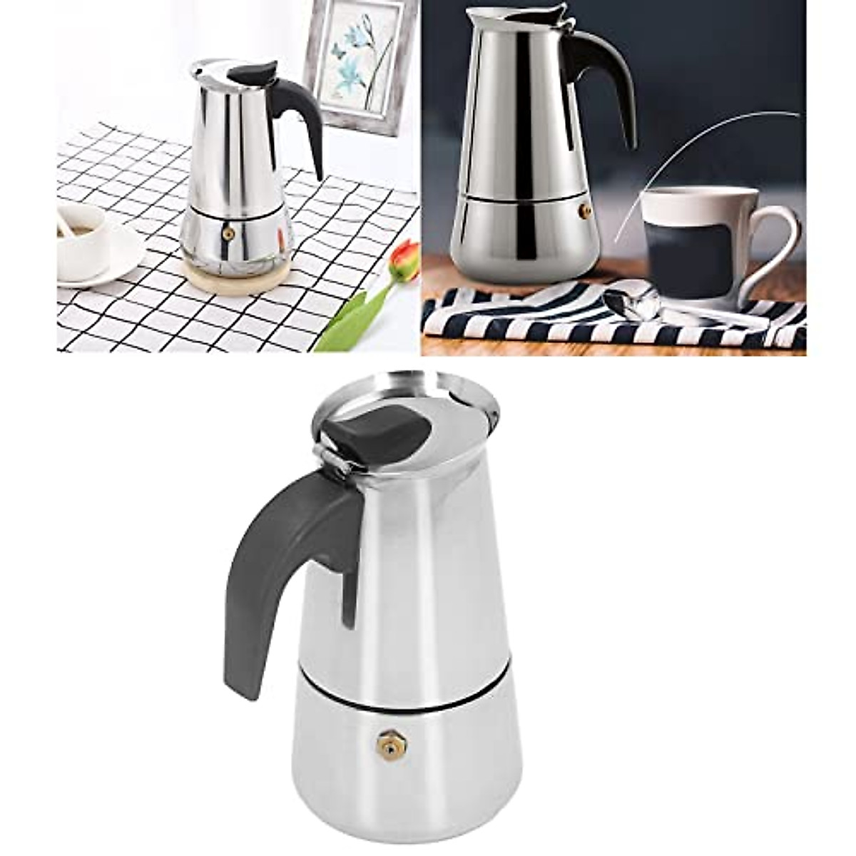 Stovetop Espresso Maker, 2 Cup Stainless Steel Moka Pot Italian Coffee Maker Mocha Coffee Machine Cafe Percolator Maker for Induction Cookers, Gas Stove