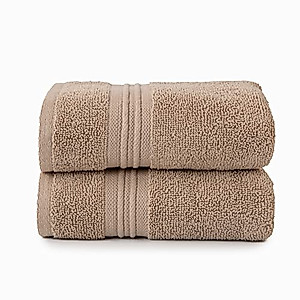 Bathroom Hand Towels Set 100% Cotton Tan, Oeko-Tex Terry Cotton, Soft and Absorbent Hand Towel, 500 GSM, Set of Two, 16 in x 28 in