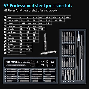 STREBITO Micro Screwdriver Set 50 in 1 Precision Screwdriver Set, Electronics Tool Kit Screwdriver Kit - Computer, iPhone, Macbook, PS4, PS5, Nintendo, Xbox Controller Repair Kit, S2 Multi Bit Driver