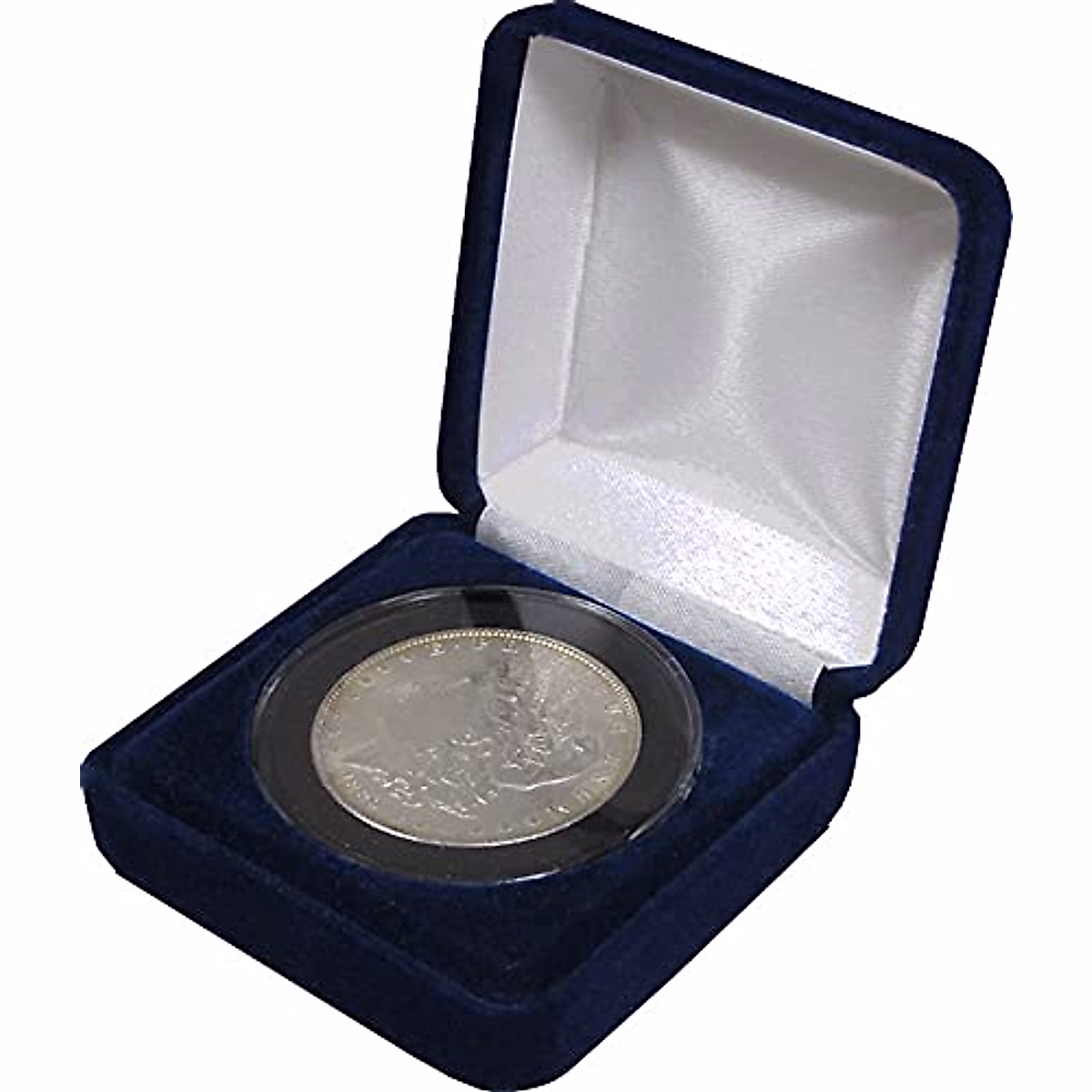 Guardhouse Blue Velvet Coin Display/Gift Box for One Extra Large/Air Tite “I” Capsule