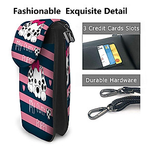 Beabes Dog Crossbody Cell Phone Purse Sweet Dalmatian Puppy Animal Cartoon Love Pet Spotty Heart WildWallet Handbag