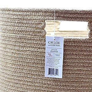 Chloe and Cotton XXXL Extra Large Woven Rope Storage Basket 15 x 21 inch Jute Black Handles | Decorative Laundry Clothes Hamper, Blanket, Towel, Baby Nursery Diaper, Toy Bin Cute Collapsible Organizer