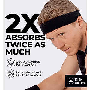 Running Headbands for Men and Women - Athletic Sweatband - Terry Cloth Bands for Basketball, Tennis, Football, Gym, Running, Cosplay & Costumes