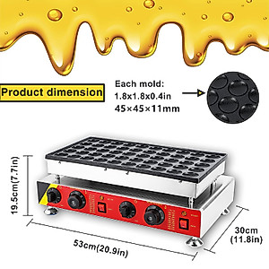Hanchen Electric Dorayaki Maker Commercial Muffin Bake Machine 50Pcs Double Switch Poffertjes Grill Dutch Mini Pancake Maker Non-stick Surface for Bakery Home and Kitchen Restaurant Leisure Snack Bar (110v 60Hz American Plug)