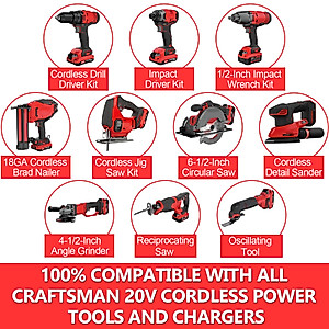 VANTTECH 2Pack V20 3.0Ah 20V Lithium Replacement for Craftsman 20V MAX Battery CMCB202 CMCB201 CMCB204 CMCB205 CMCB204-2 CMCB206 CMCS500B Compatible with Craftsman V20 Cordless Power Tools.