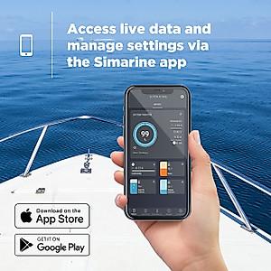 Simarine Pico Blue Battery Monitor System Set, Multi-Voltage, Lead Acid & Lithium Battery Compatible, Tank Monitoring, Shunt 500 A (Bezel, Silver S)