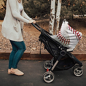 Nursing Cover Carseat Canopy, Baseball Texture Red Soft and Breathable Stroller Covers for Breastfeeding Infants, American Sports Multiuse-Nursing Scarf,Stretchy Babysitting Scarf