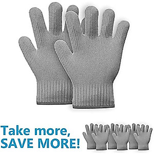 1 Pair Grey Heat Resistant Gloves Oven Gloves Heat Resistant with Fingers Oven Mitts Kitchen Pot Holders Cotton Gloves Kitchen Gloves Double Oven Mitt Set Oven Gloves with Fingers