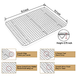 TeamFar Baking Sheet, 16’’ x 12’’ x 1’’ Stainless Steel Baking Cookie Sheet Pan with Cooling Rack & Silicone Mat Set for Oven, Non-toxic & Healthy, Dishwasher Safe & Easy Clean – Set of 3