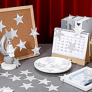 Yeaqee 360 PCS Glitter Star Cutouts Paper Confetti Star Cutouts Star Decorations Wall Decor for Bulletin Board Stars Classroom Wall Movie Night Party Decoration Supply 3 Assorted Sizes (Silver)