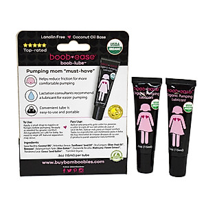 Bamboobies Pumping Lubricant Safe for Breastfeeding and Pumping Moisturizing Comfort for Nursing Moms - 0.5oz, 2 Pack