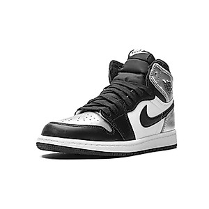 Nike Preschool Jordan 1 Retro High PS Silver Toe, Black/Metallic Silver/White/Bl, 2Y
